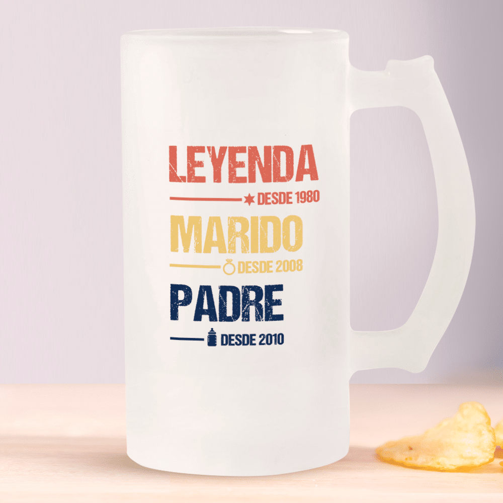 ≫ Jarra de Cerveza Leyenda personalizada ️ - Transparent Gift